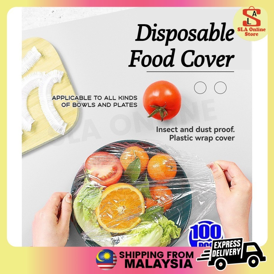 100 Pcs Disposable PE Plastic Food Cover Clear Bag PE Fresh-Keeping ...