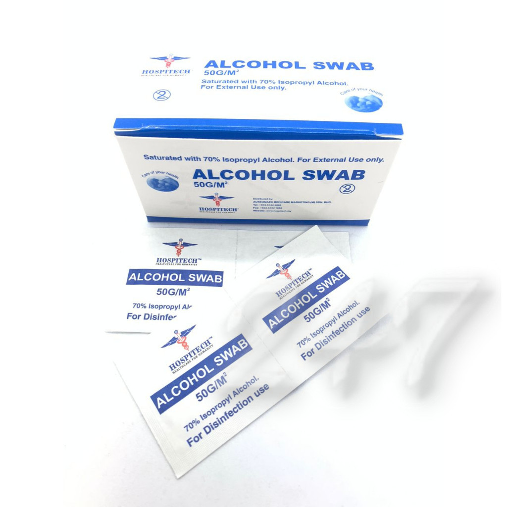 Hospitech Alcohol Swab Medical (100's/Box) - Saturated with 70% ...