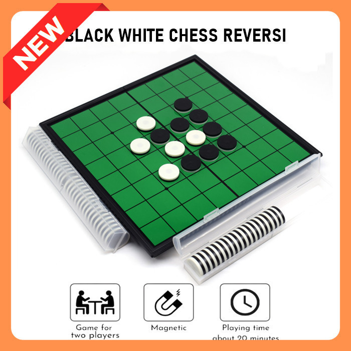🔥 Reversi Game Set with Magnetic Folding Board 10 X 10 Inches Black ...