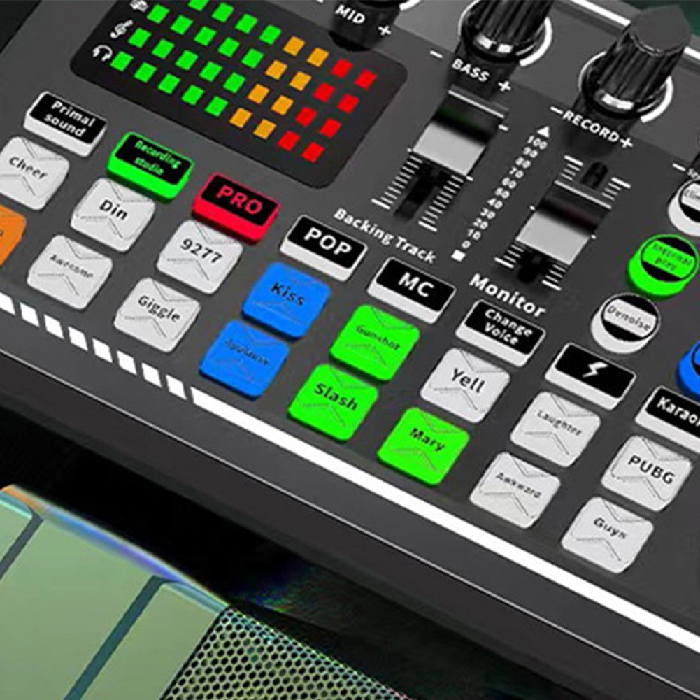 Podcast Equipment Bundle Audio Mixer with Sound Card DJ Mixer for Live ...