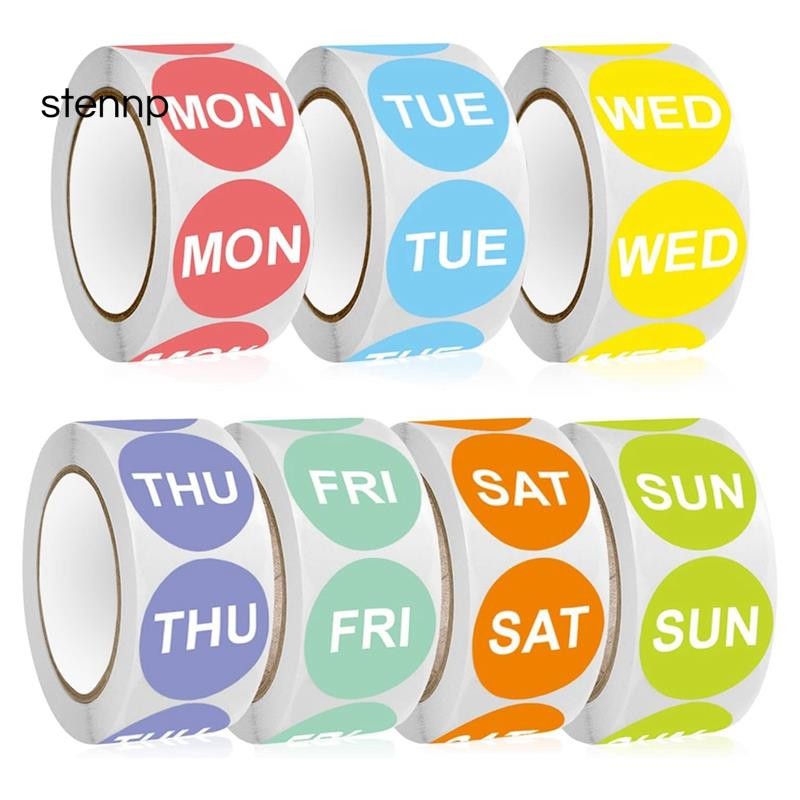 7 Day of the Week Sticker,1 Inch Round Day Dot Food Rotation Labels ...