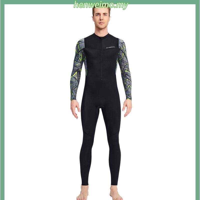 [etekaxaMY] Super Stretch Neoprene Wetsuit, Front Zip Full Body Diving ...