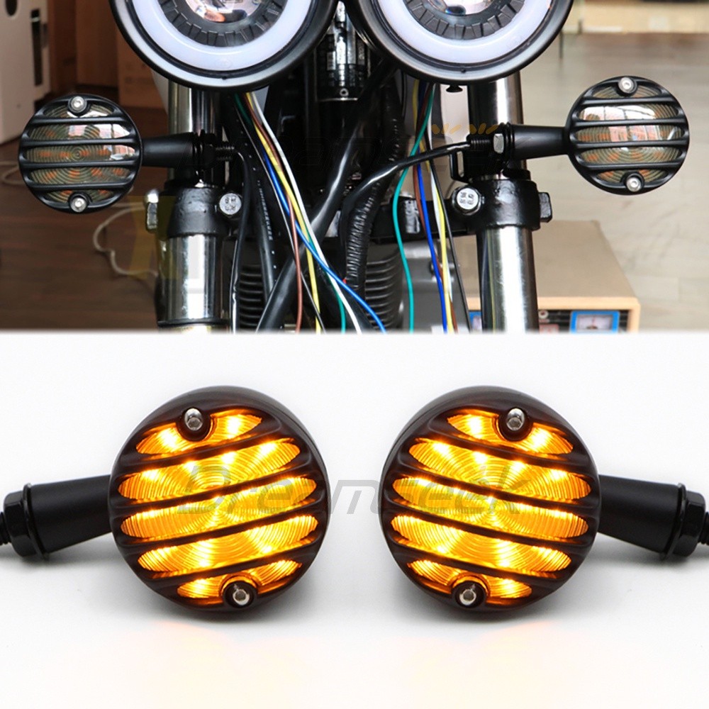 Motorcycle Blinker Turn Signal Light Grill Bullet for Bobber Chopper ...