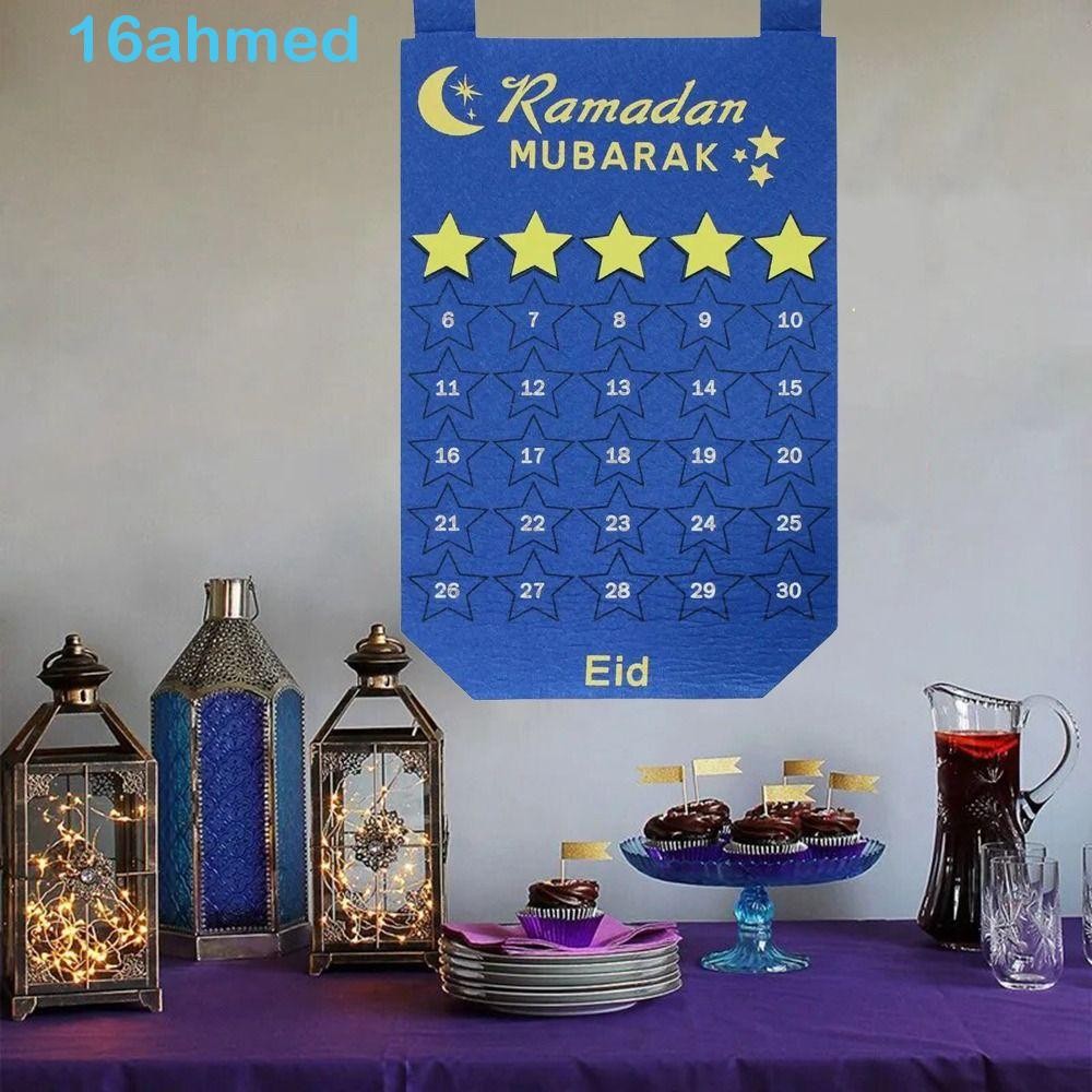 AHMED Ramadan Advent Calendar, Felt Purple/Blue/Red Ramadan Calendar ...