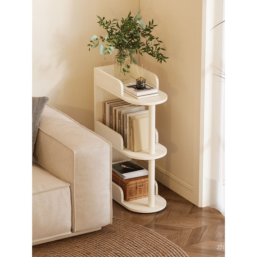 Sofa Side Small Bookshelf Floor-standing Solid Wood Narrow Slit Shelf ...