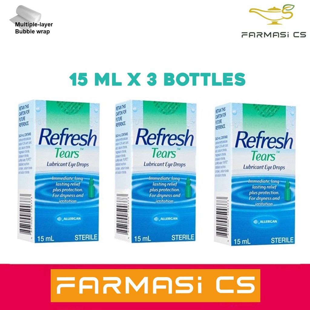 PROMO Allergan Refresh Tears Lubricant Eye Drops 15ml x 3 Bottles EXP ...