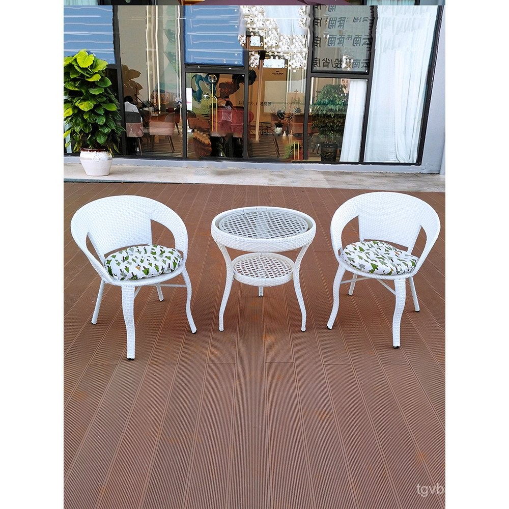 Rattan Chair Three-Piece Set Leisure Balcony Small Table Chair Outdoor ...