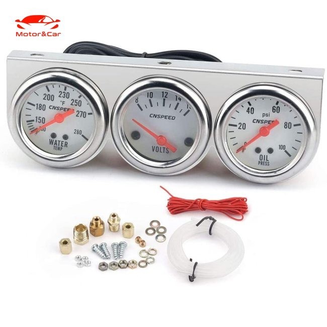 jianting Triple Gauge Kit Volt Water Temperature Oil Pressure Gauge 3 ...