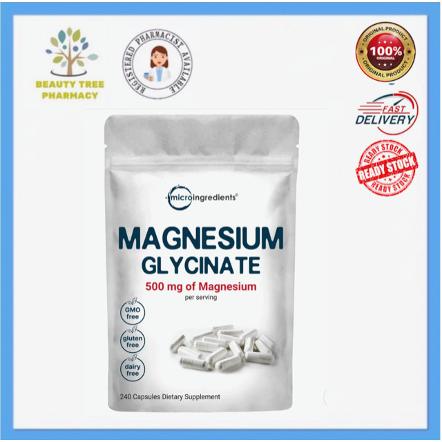 Micro Ingredients Magnesium Glycinate 500mg 240 Capsules | Shopee Malaysia