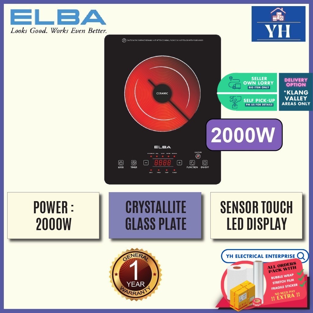 Elba 2000W Sensor Touch with LED Display Ceramic Cooker - ECC-J2015(BK) | Shopee Malaysia