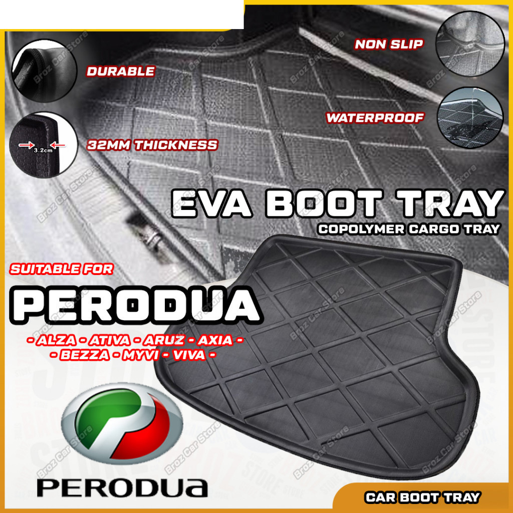 JYK For PERODUA EVA Boot Tray Copolymer Car Luggage Cargo Trunk Tray ...