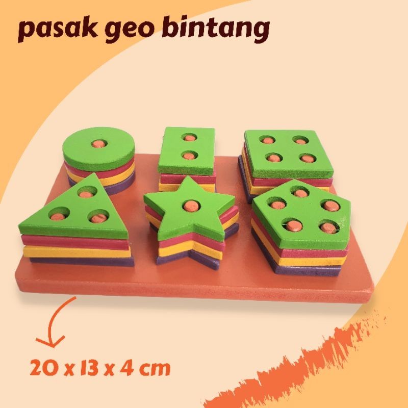 KAYU Smarttoys smart toys PASAK GEO STAR wooden geometric shape ...