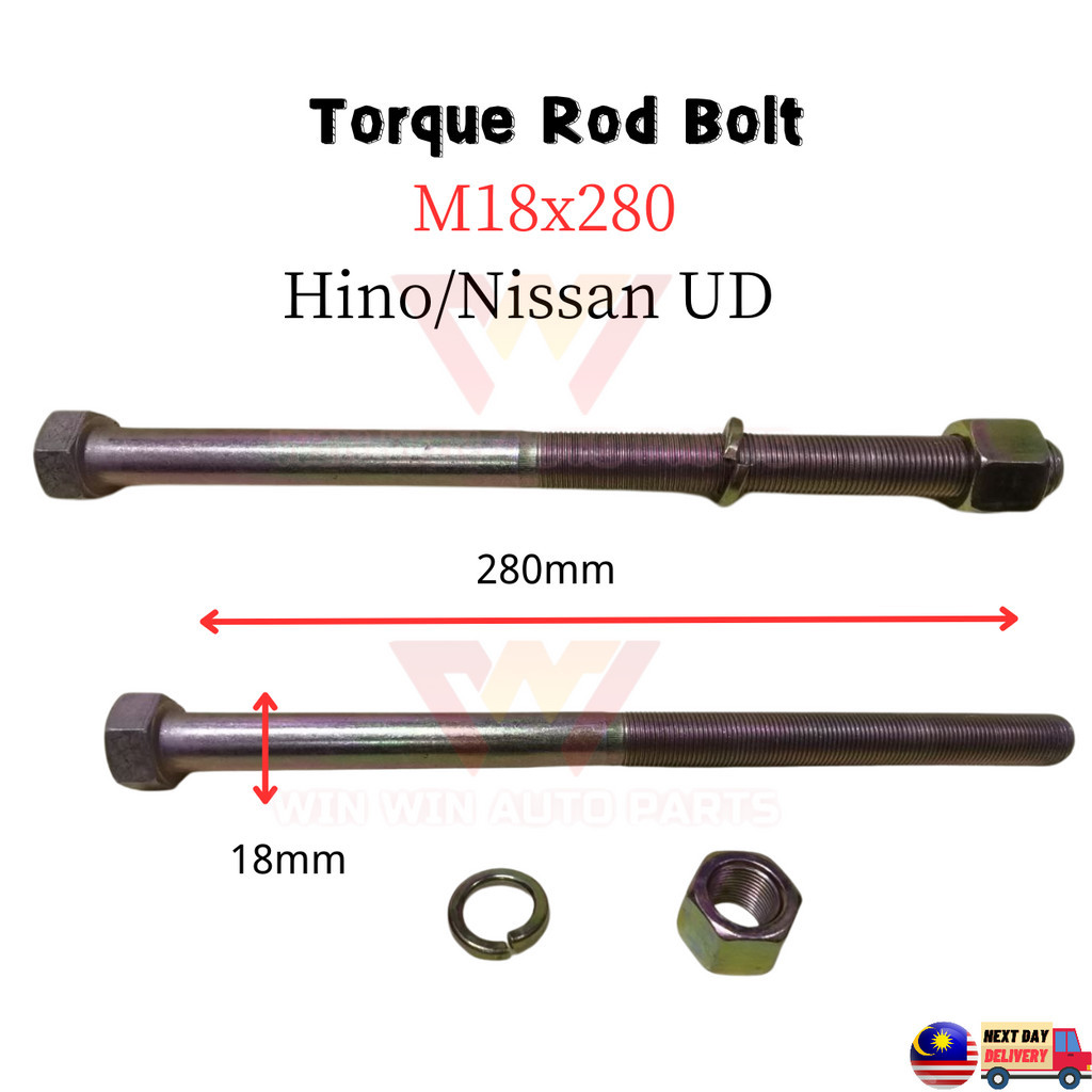 M18x280 Hino, Nissan UD Truck Torque Rod Bolt With Nut With Washer ( 11 ...