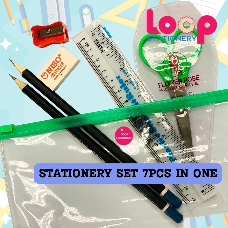 Stationery Set 2B Pencil Set Gift Set 7pcs In 1 | Shopee Malaysia