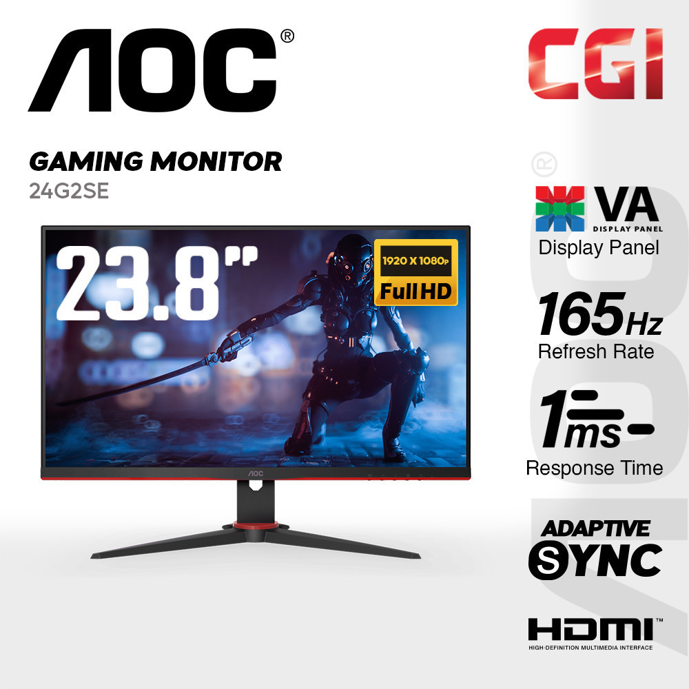AOC 23.8 24G2SE VA FHD Adaptive Sync 165Hz 1ms Gaming Monitor | Shopee ...