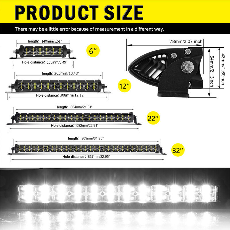 【Ready Stock】6/12/22/32/42 inch Offroad Light Bar 6D Slim LED Work ...