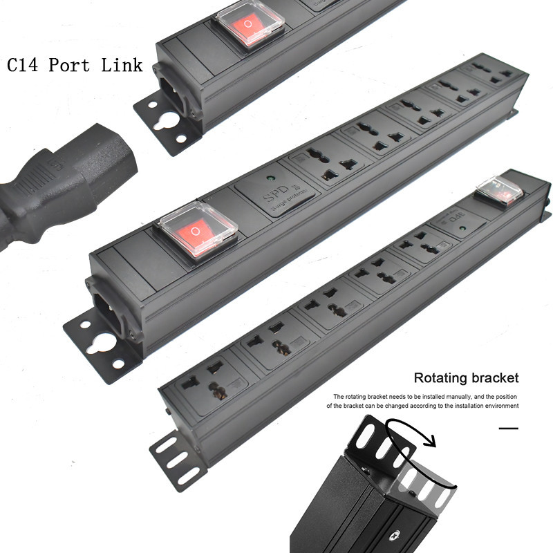 Pdu Power Strip Double Hook 2 17 Unit International Universal Socket Power Strip Lightning Surge