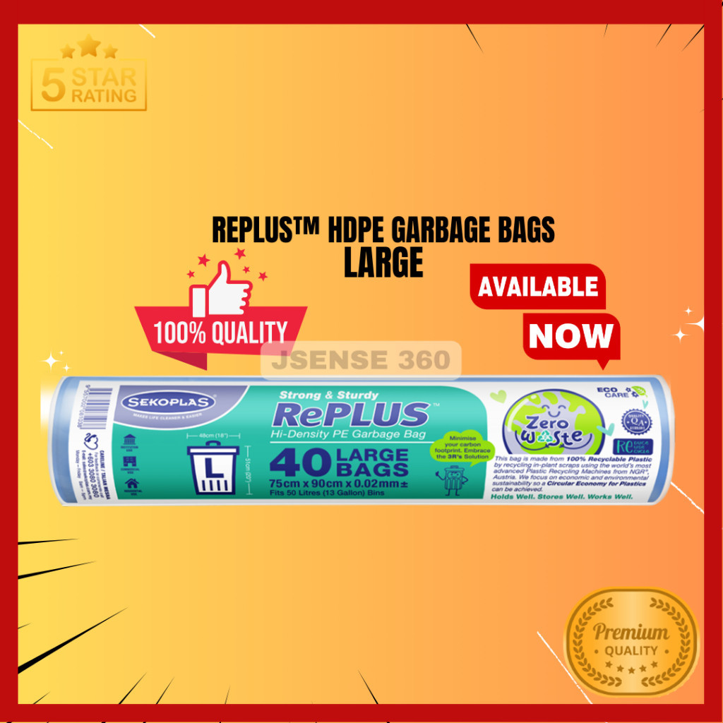 SEKOPLAS RePlus HDPE Garbage Bags / Rubbish Bag / Beg Sampah / Plastik ...