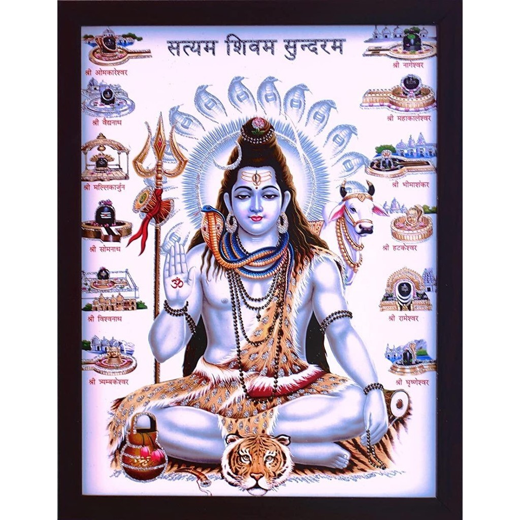 Shiva with with 12 Jyotirlinga and with His Cow Nandi In Himalaya a ...