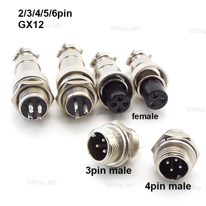 1x GX12 12mm M12 Nut Type Plug 2/3/4/5/6 Pin core Aviation Male Female ...