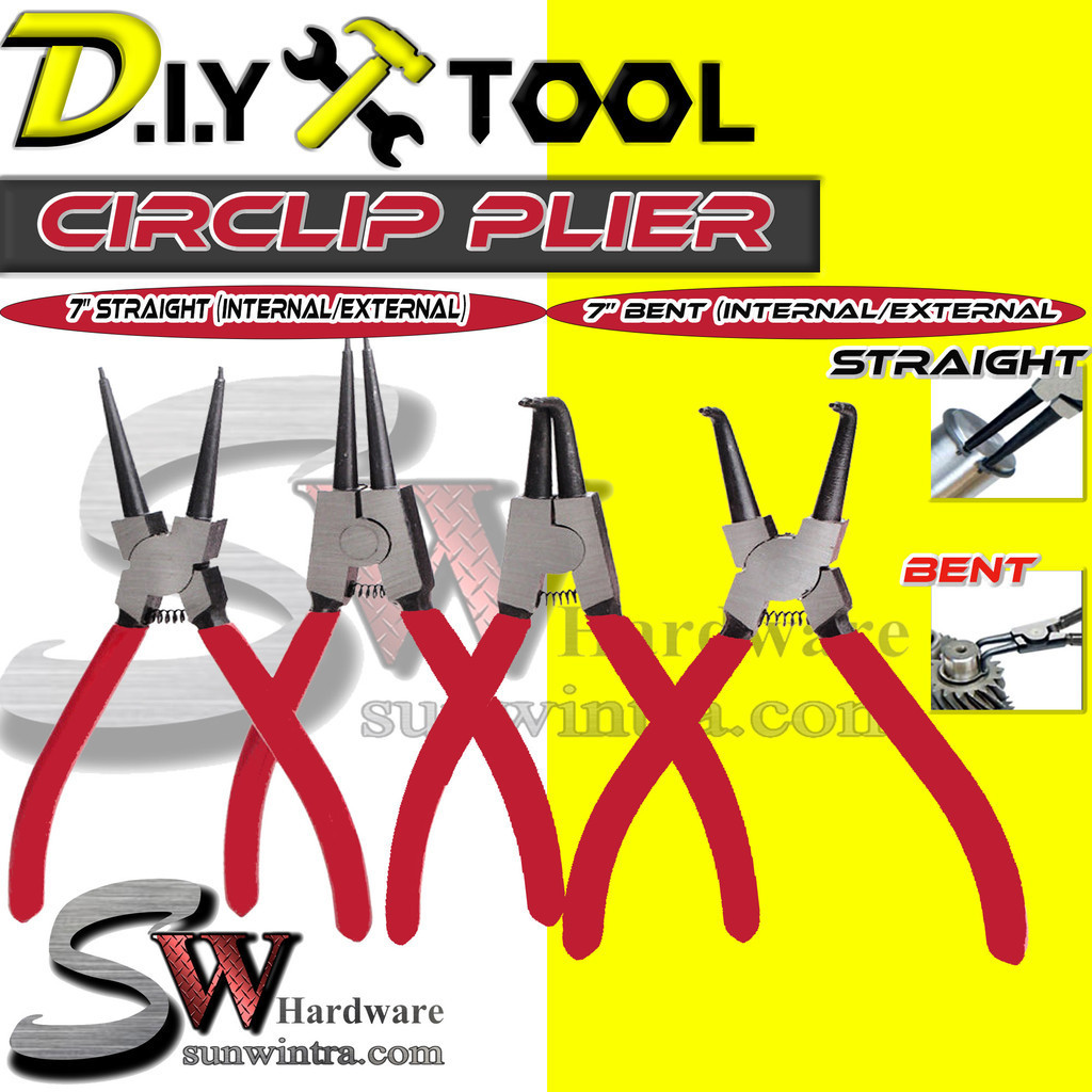 SW HARDWARE External / Internal 7" Circlip Pliers Bent nose / Straight ...