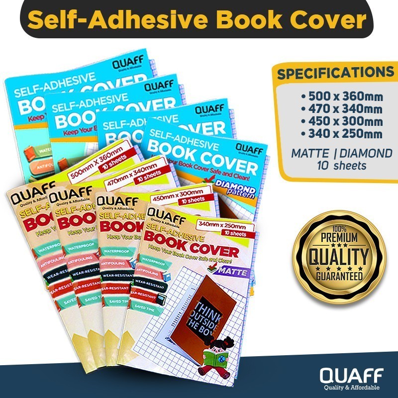 Quaff Self Adhesive Book Cover Wrapper Sticker Book Cover 10 sheets ...