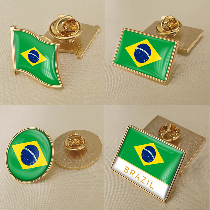 Brazil Flag Pin Emblem High-end Brooch Common Luxury Badge Lapel Pins ...