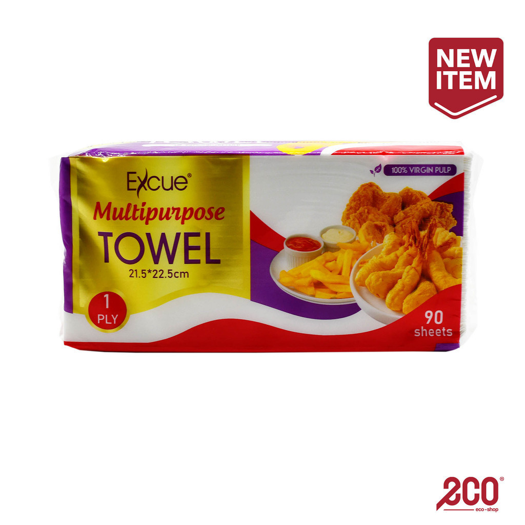 Excue Multipurpose Towel 1 Ply (21.5cm x 22.5cm) 90 sheets/pack ...