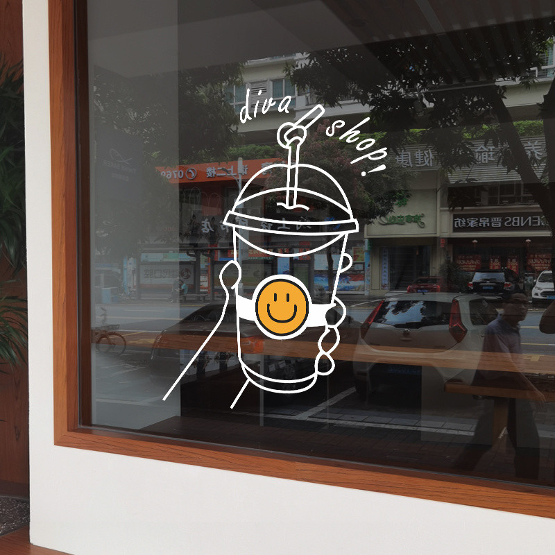 Coffee Shop Glass Door Sticker | Electrostatic Sticker Vacuum Sticker ...