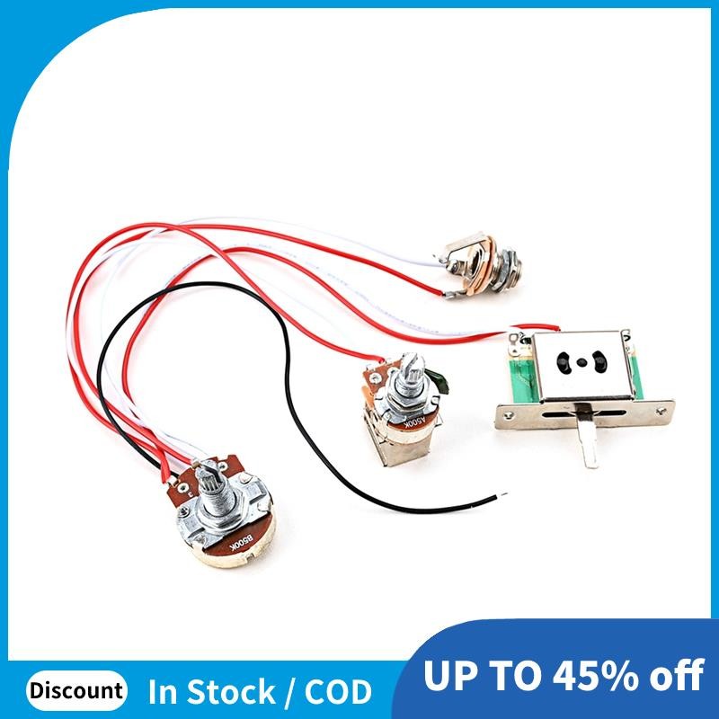Guitar Wiring Harness Set Prewired 500K 1T1V 3-Way Push Pull Switch ...