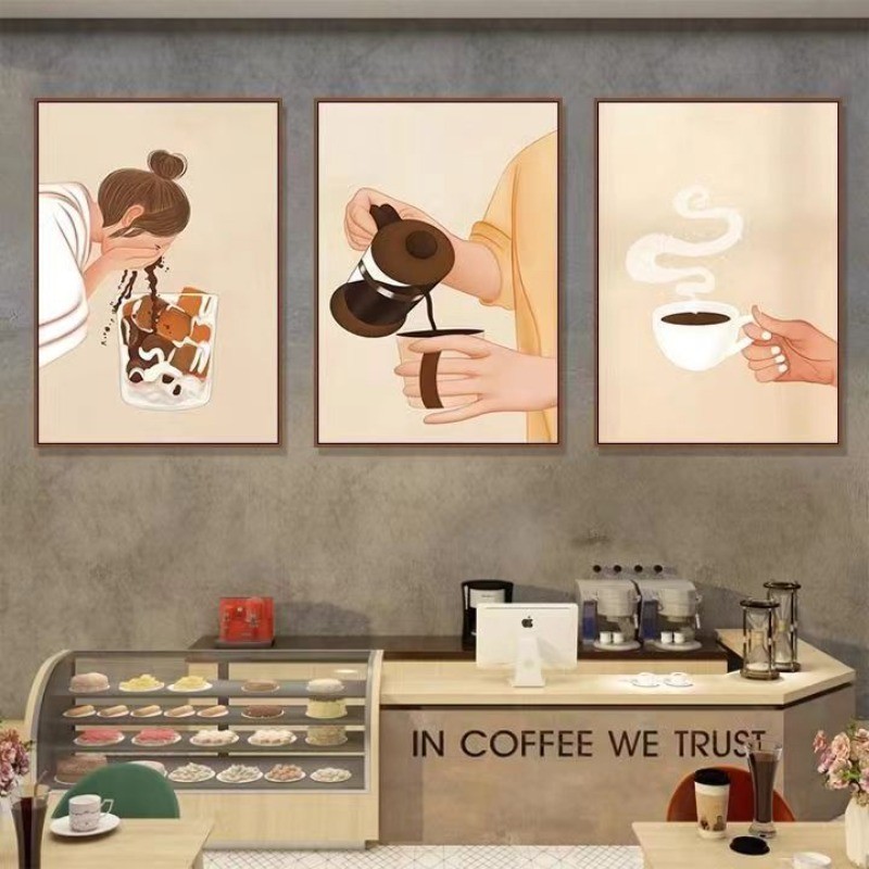 Coffee Shop Decoration Paintings Dessert Shop Milk Tea Shop Ins Style ...