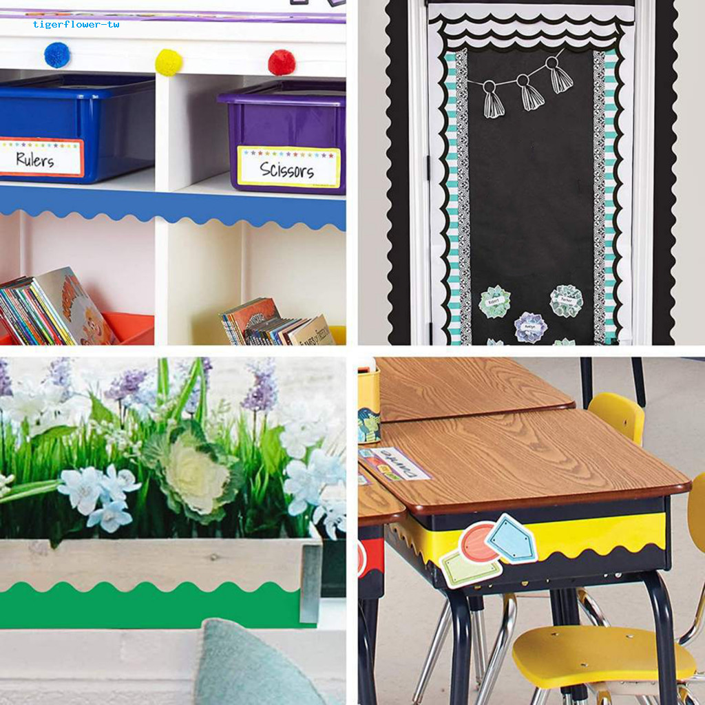 Classroom Bulletin Board Border Whiteboard Border Sticker Colorful Wavy ...