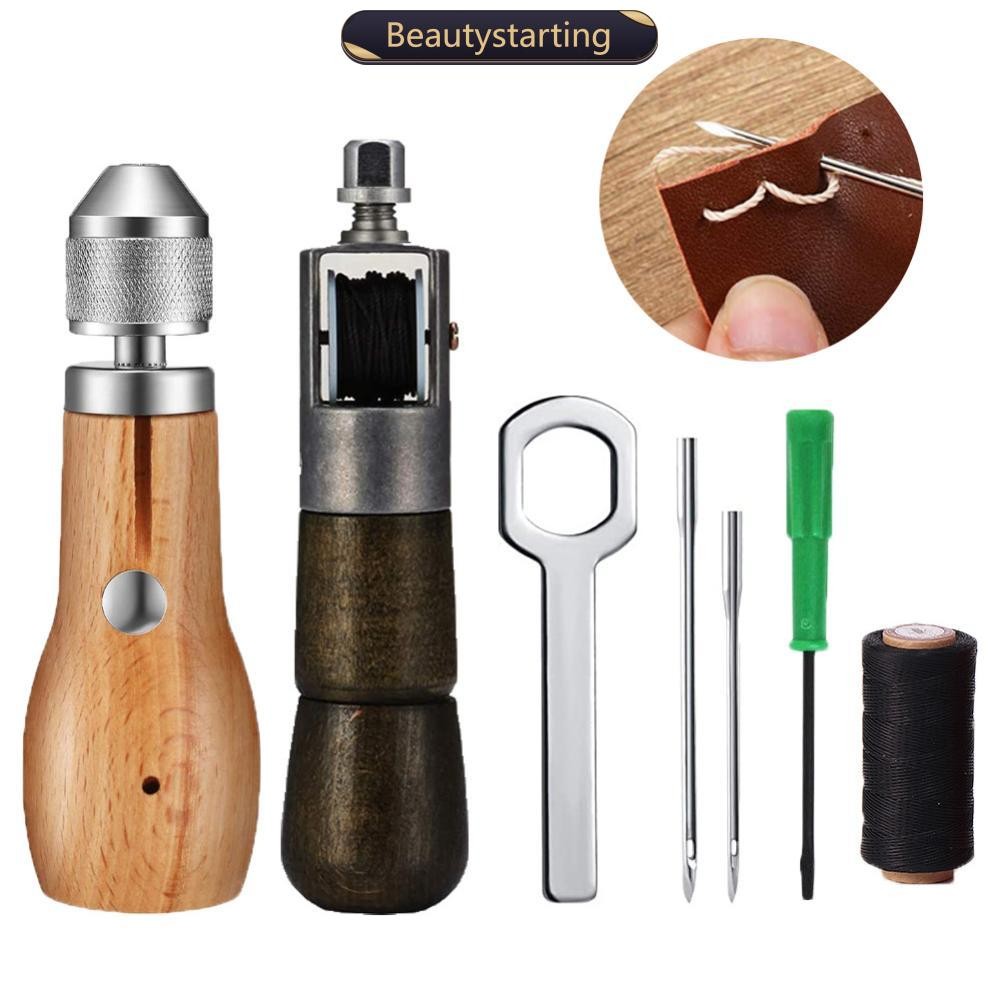 BEAUTYSTARTING DIY Leather Sewing Awl Kit Waxed Thread Hand Sewing ...