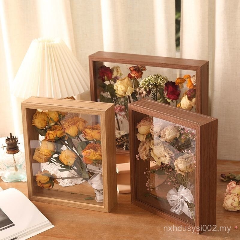 Kosong Tengah Bingkai Gambar Telus Dua Muka Simpan Bunga Kering Diy