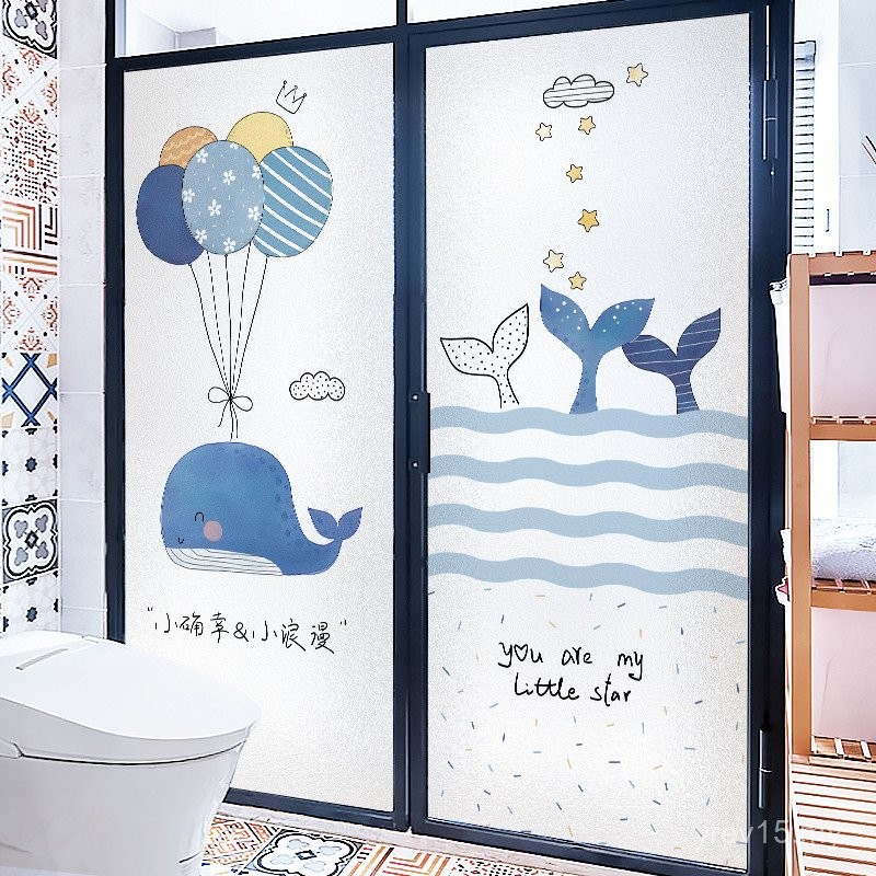 Window Glass Sticker Anti-glare Shower Room u Bathroom Sliding Door ...