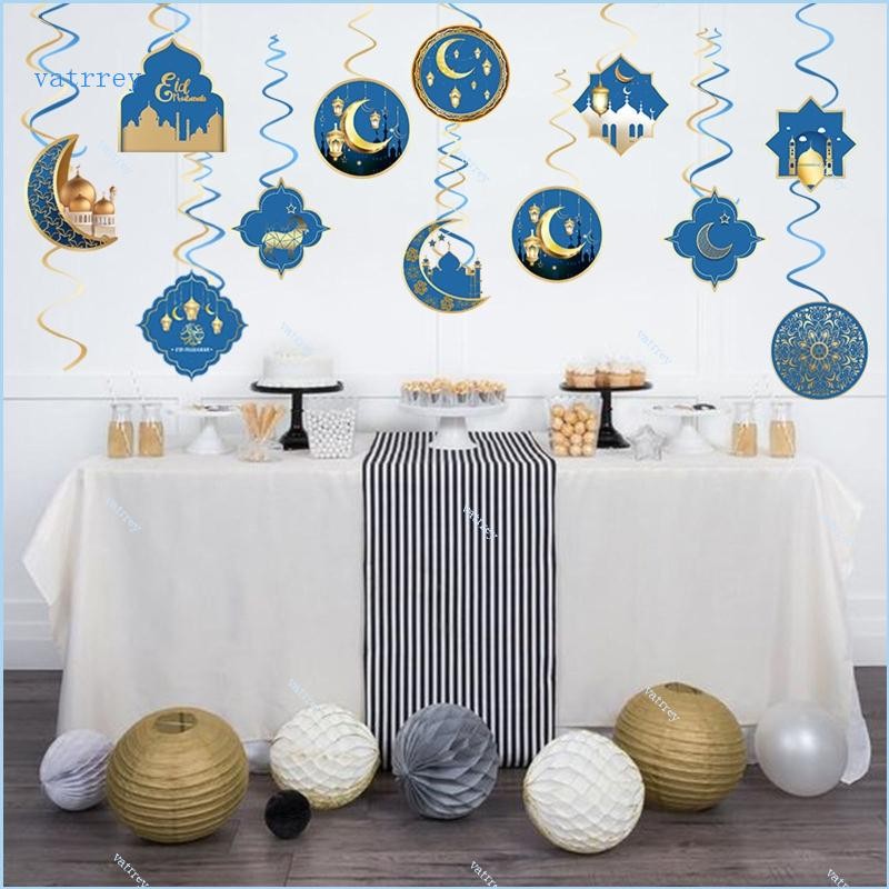 VA 12pcs Eid Mubarak Hanging Swirl Ramadan Mubarak Decorations Happy ...