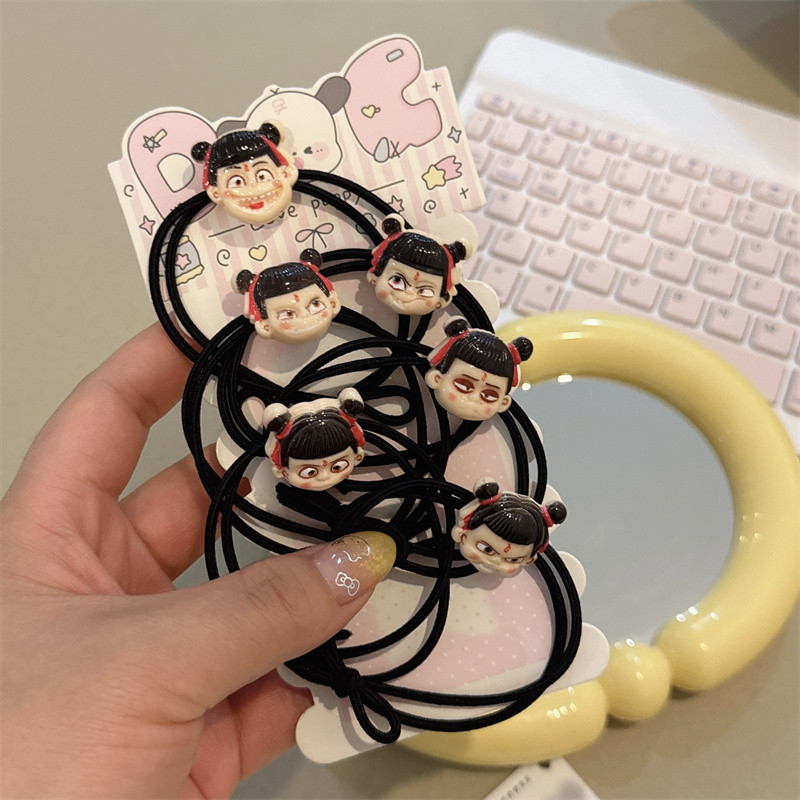 Hair Tie Girl Ponytail Head Rope Cartoon Nezha Rubber Band Hair ...