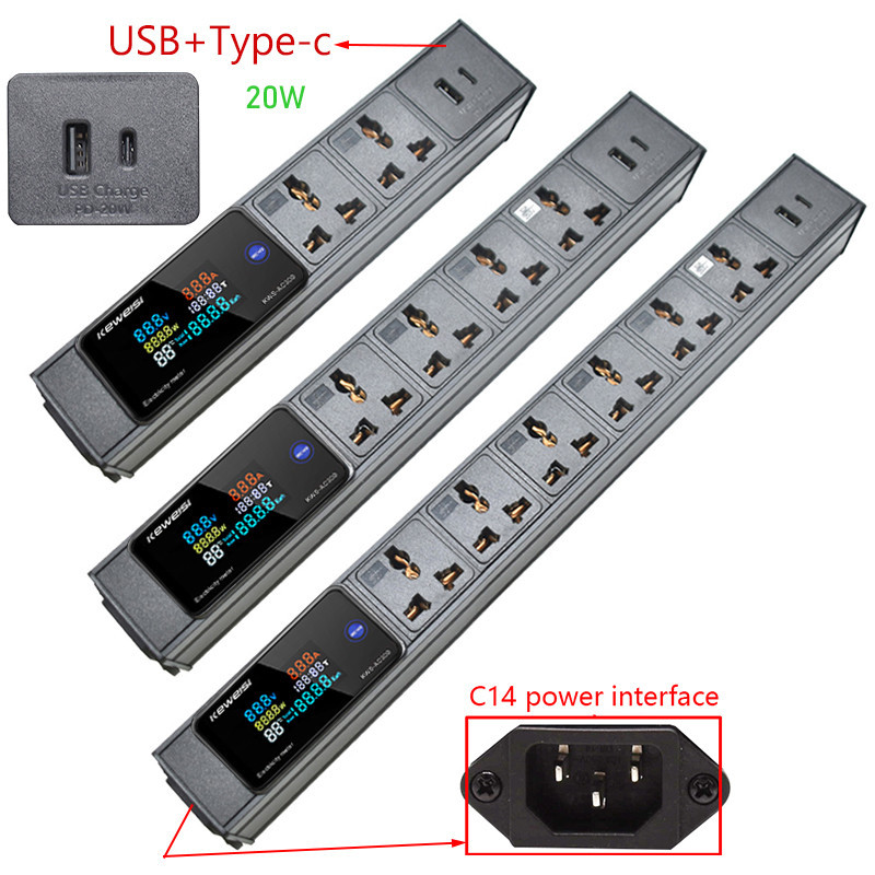 C14 input power distribution unit PDU power strip universal hole+Type-c ...
