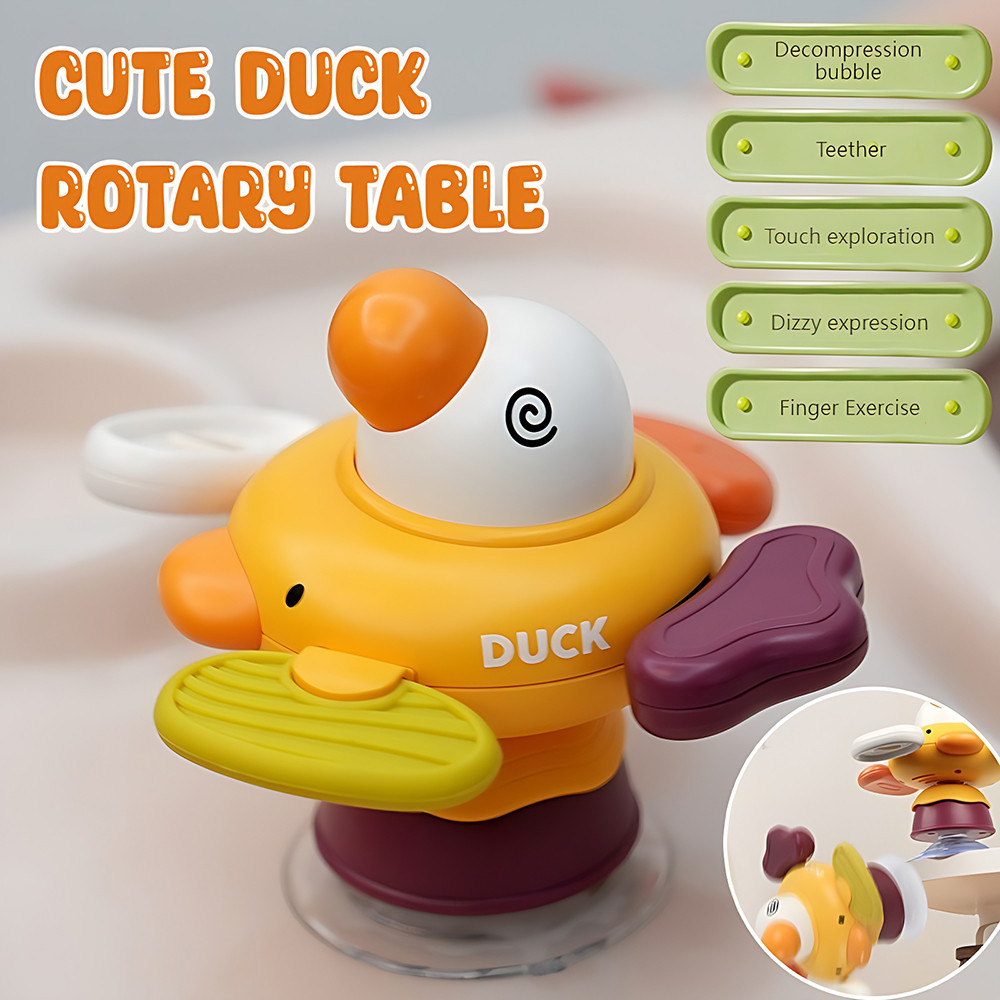 Baby Table Suction Cup Revolving Fun Bath Toy Baby Toy Cartoon Duck ...
