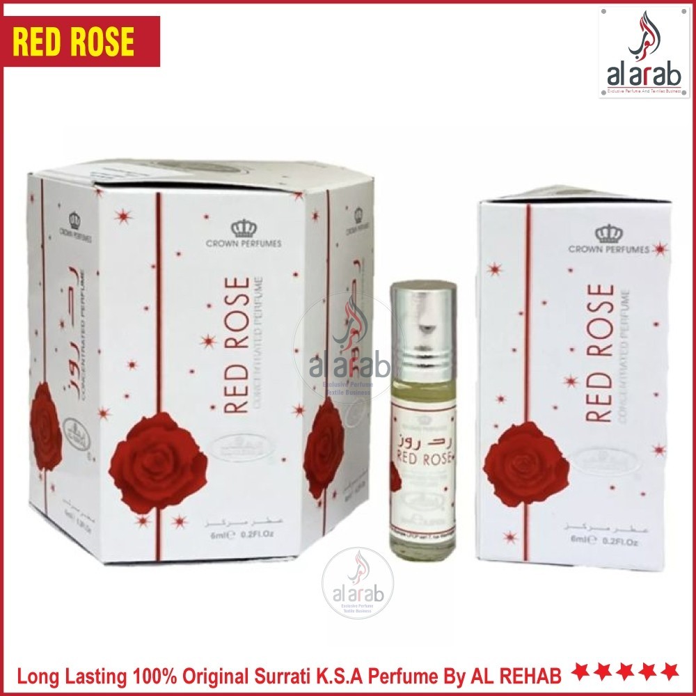 RED ROSE Original* Al Rehab Unisex Attar Roll On 6ml X 6pcs Box (Roll ...