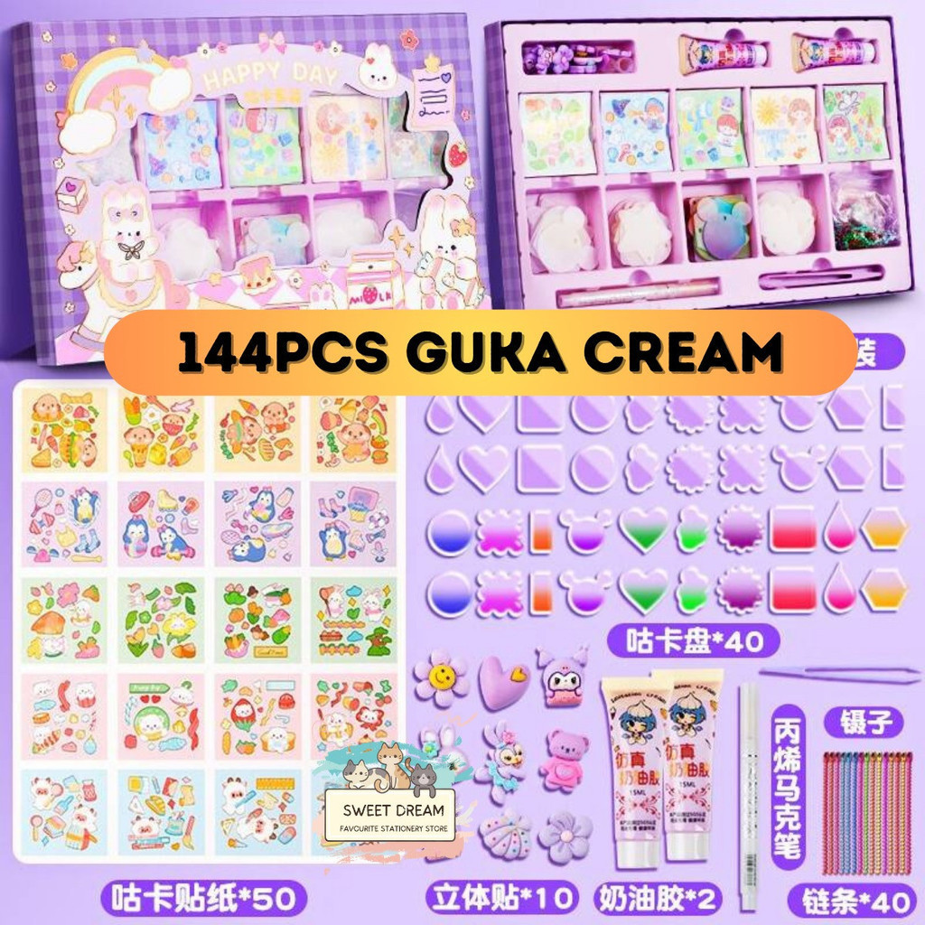 144 PCS Full Set of Cream Glue Cuckoo Card Guka Sticker Set Material ...