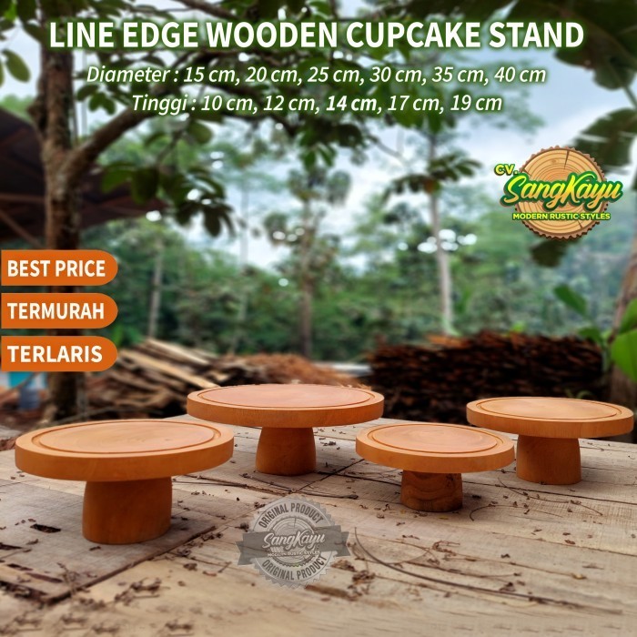 KAYU Wooden Cake Rack line edge wooden cupcake stand natural wooden ...