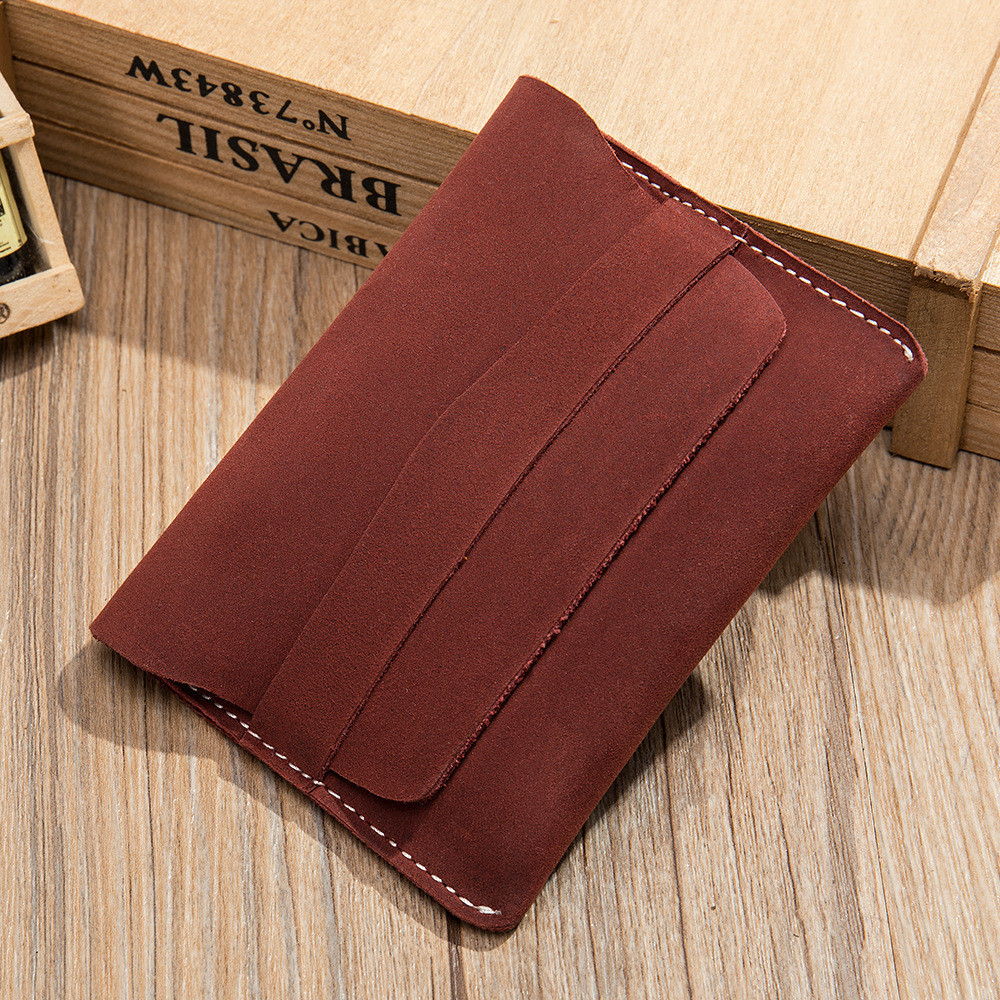 Genuine Leather Ultra Slim Vintage Simple Minimalist Multipurpose ...