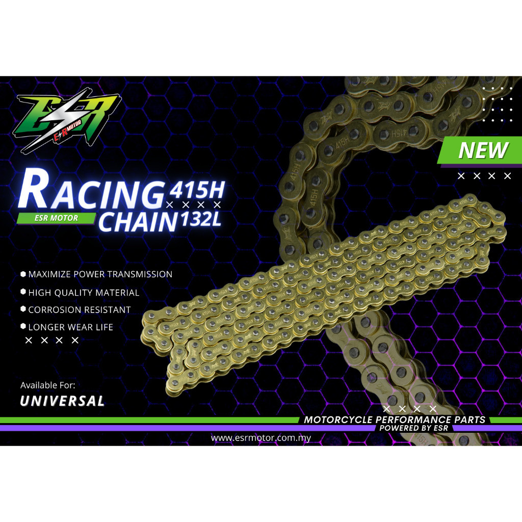 ESR MOTOR CHAIN 415 & 428 BIASA / O-RING GOLD 132L ORING RACING ...