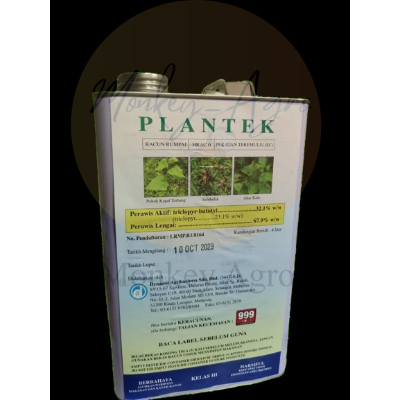 Plantek /Herbicide / Racun Rumput / triclopyr-butotyl / 杀草剂 4L | Shopee ...