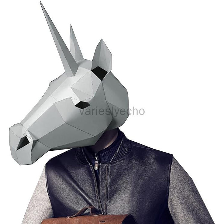 Pre Cut Paper Mask 3D Unicorn Animal Halloween Costume Cosplay DIY ...