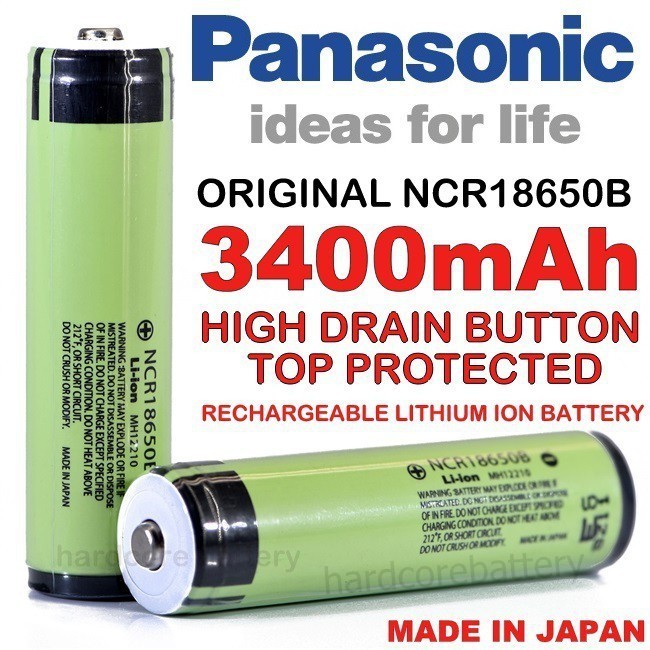 ORIGINAL PANASONIC japan NCR18650B 3400mAh Lithium ion 3.7V Rechargeable Battery button top ...