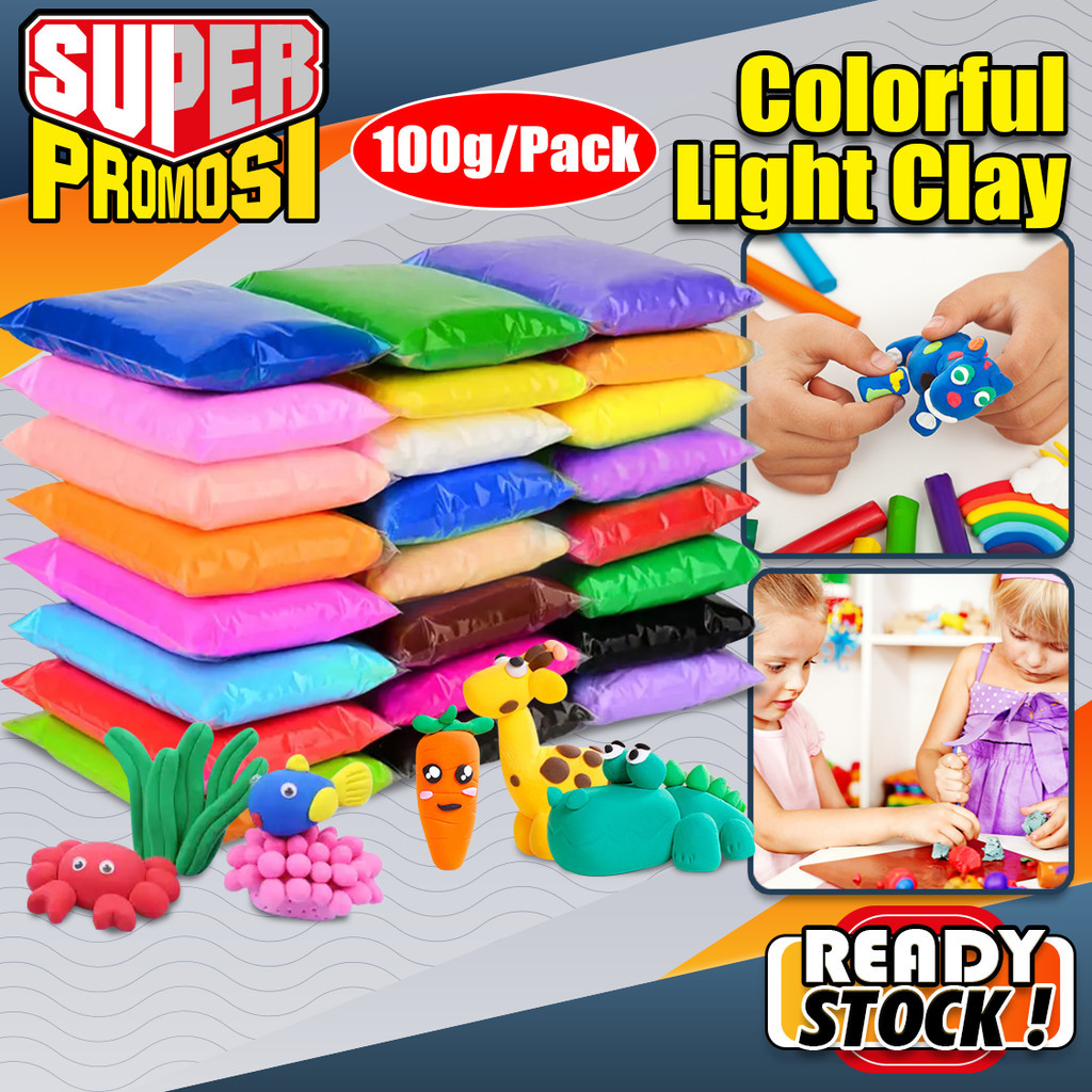 100gsm/Pack Colorful Super Light Clay 12 Colour Non-Toxic Air Dry Clay ...