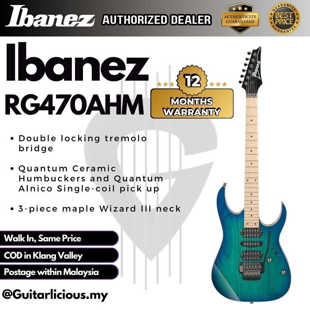 Ibanez RG470AHM Floyd Rose HSH Electric Guitar - Blue Moon Burst ...