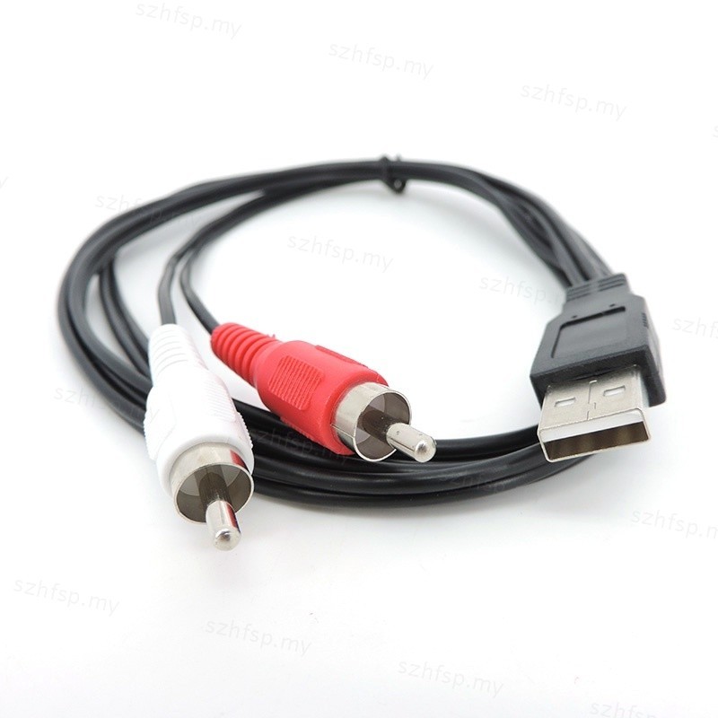 USB A 2.0 Male To 2 Rca Male AV plug connector adapter Cable Lead PC TV ...